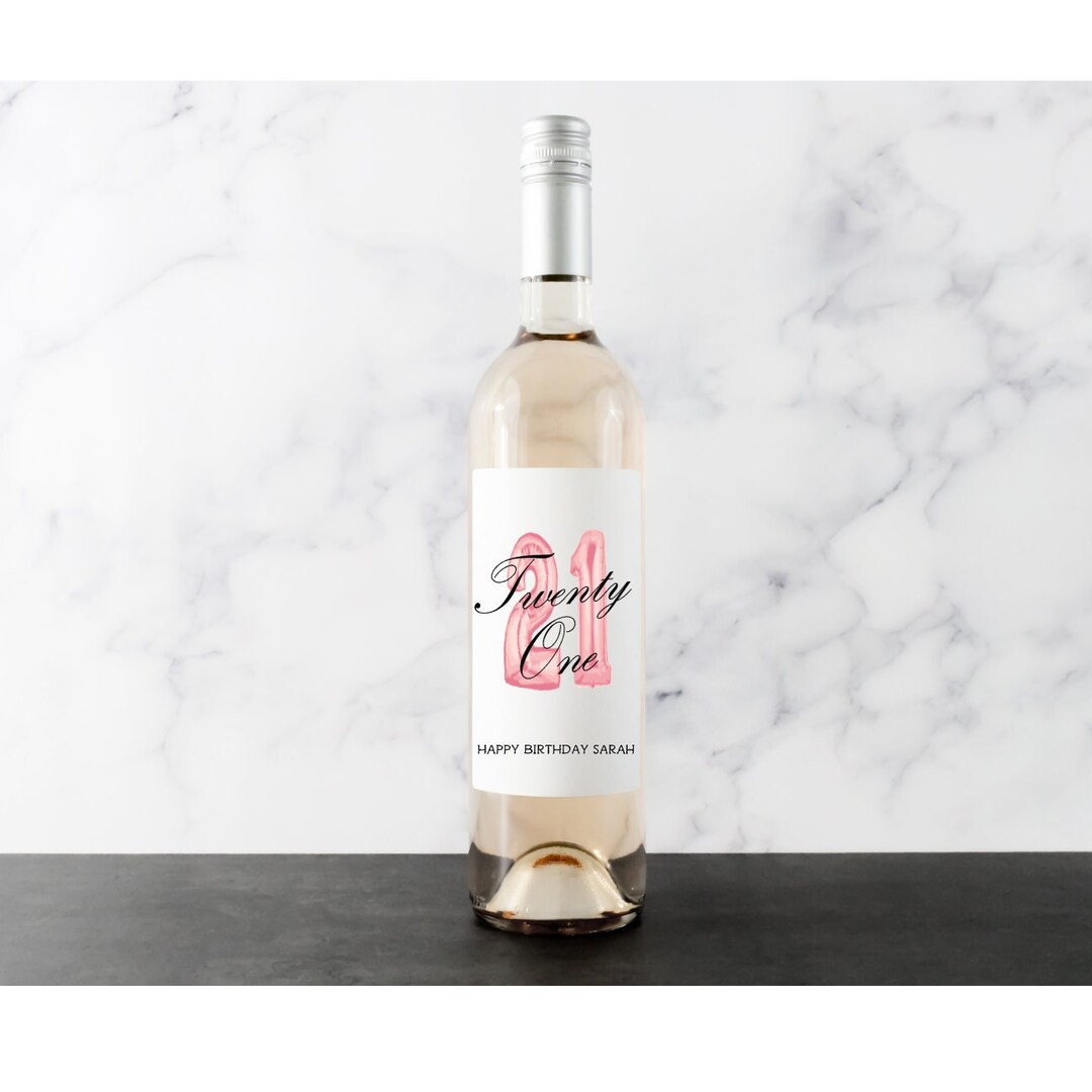 21st Birthday Wine Label, Birthday Wine Label, Milestone Birthday, Gift ...
