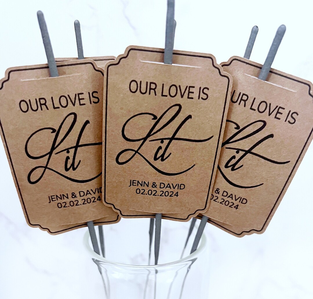 Personalized Sparkler Tags, Wedding Favors, Our Love is Lit - Etsy