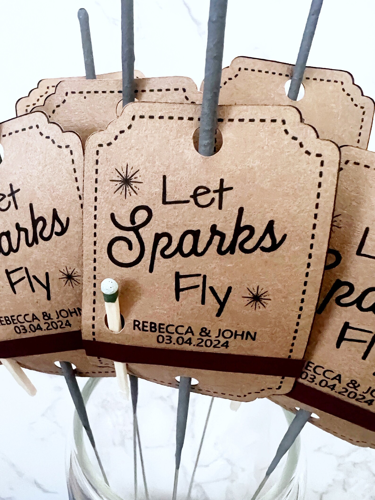 Personalized Wedding Sparkler Tags, Let Sparks Fly, Match Included - Etsy