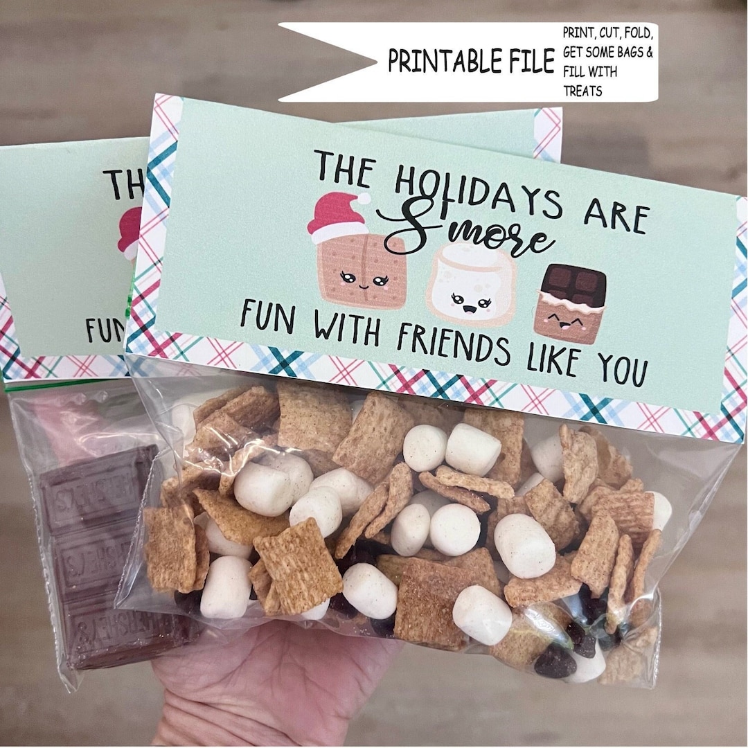 Printable Christmas Favor Treat Tag, Christmas Class Gift, S'mores ...