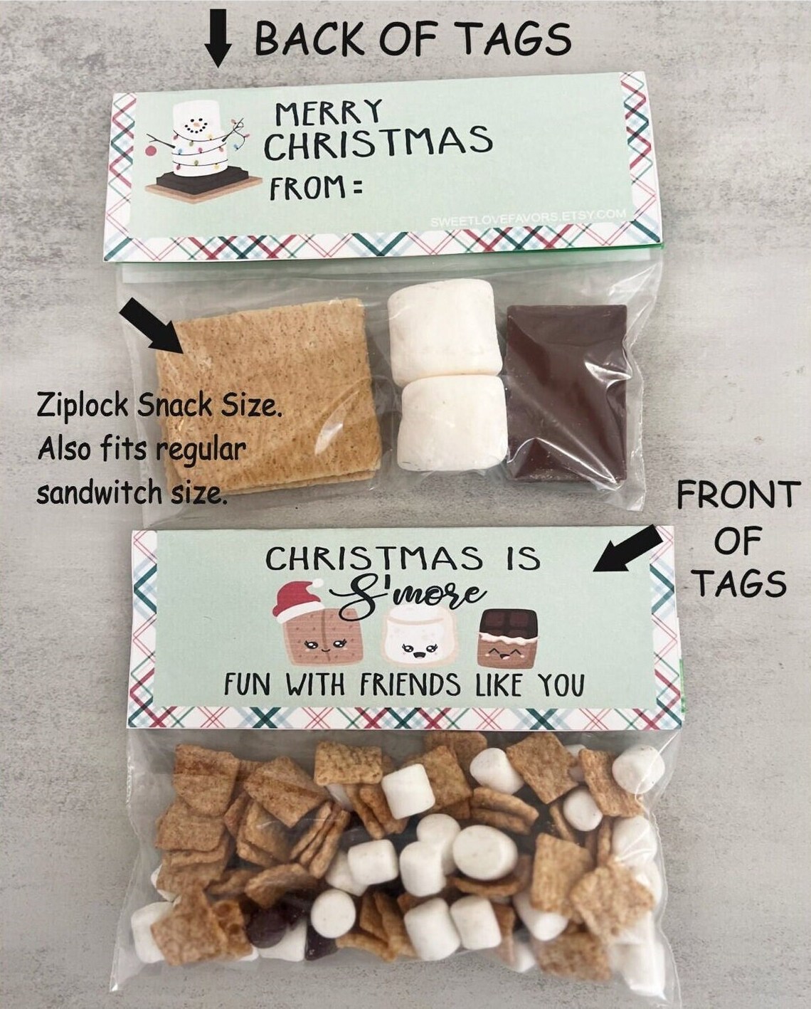 Printable Christmas Favor Treat Tag, Classroom Gift, S'mores Christmas ...