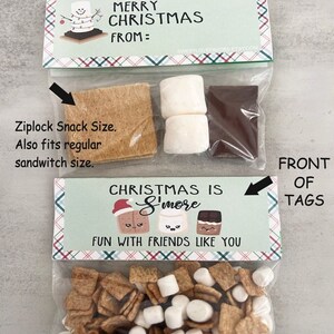 Printable Christmas Favor Treat Tag, Classroom Gift, S'mores Christmas ...