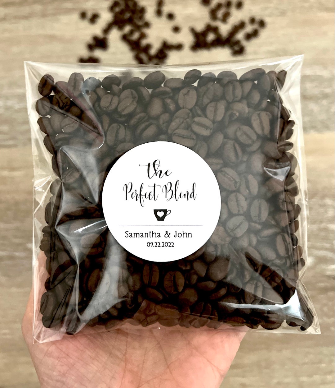 The Perfect Blend Coffee Stickers, Wedding Favors, Coffee Favor Bags ...