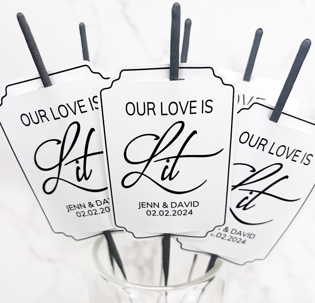 Personalized SPARKLER TAGS for Wedding, Sparkler Tags, Our Love is Lit ...