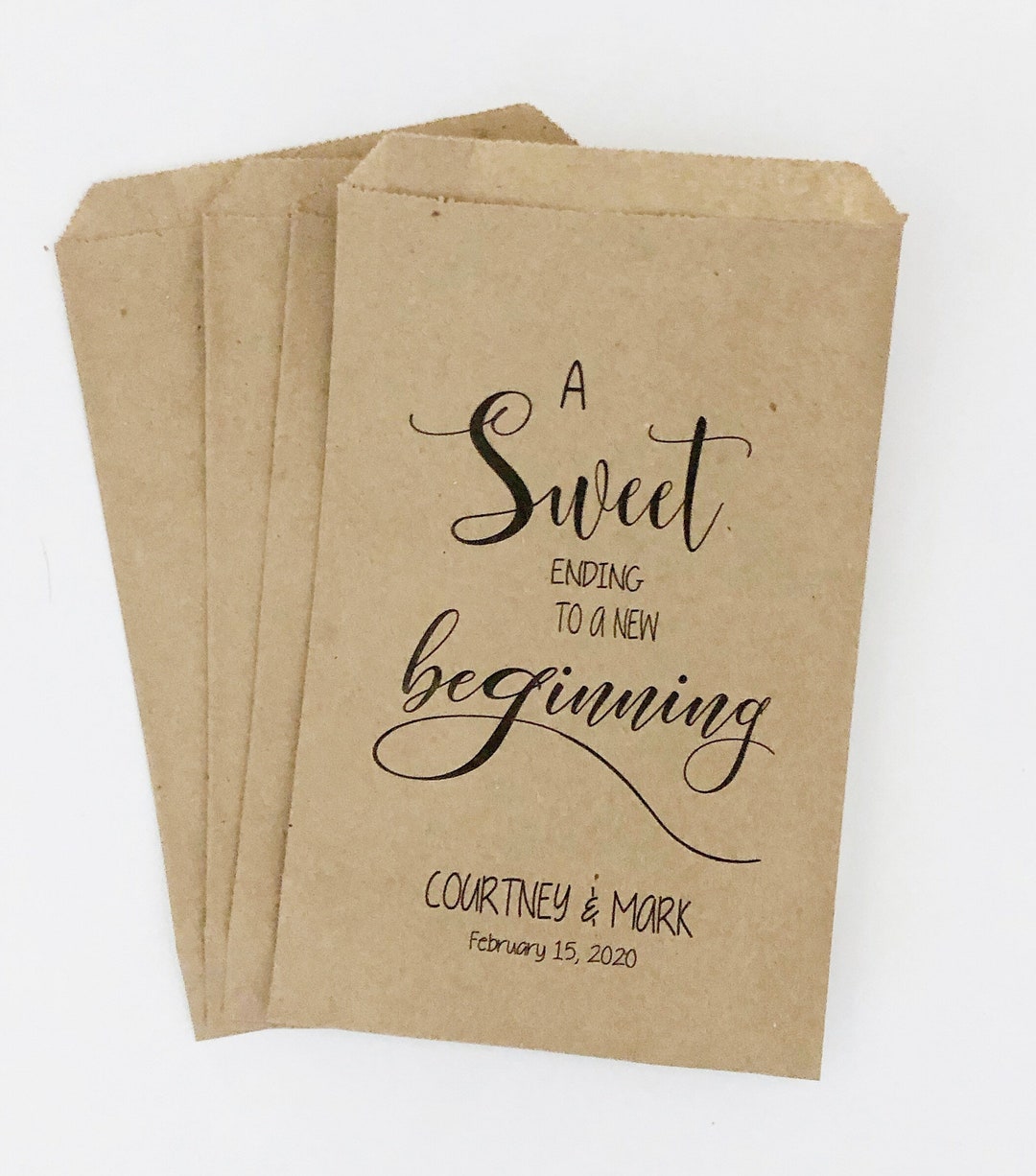 A Sweet Ending to a New Beginning Favor Bag, Personalized Wedding Favor ...