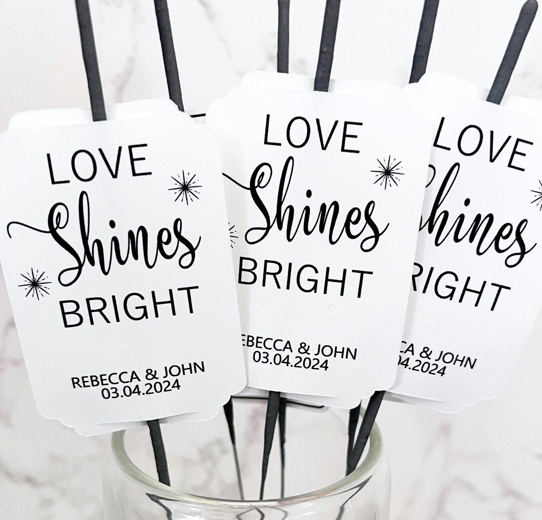 Personalized SPARKLER TAGS for Wedding, Sparkler Tags, Love Shines ...