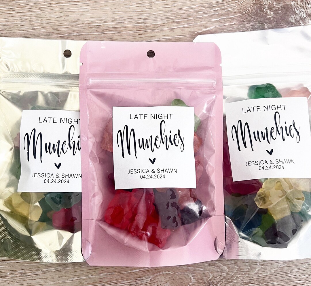 Wedding Favor Bags and Stickers, Late Night Munchies, Wedding Snack ...