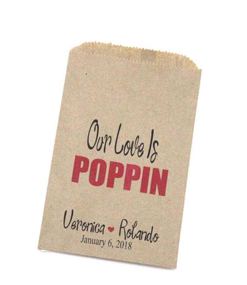 Popcorn Wedding Favor Bags Our Love Is Poppin Wedding Favor | Etsy