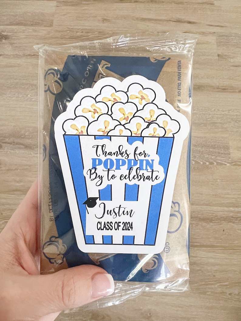 Graduation Favors, Popcorn Graduation Favors, Graduation Stickers, - Etsy