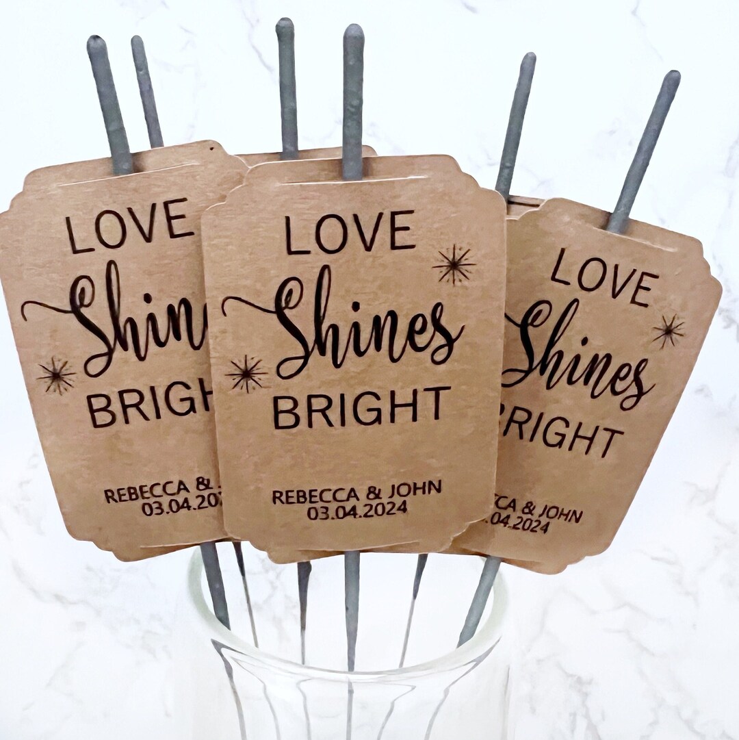 Personalized SPARKLER TAGS for Wedding, Sparkler Tags, Love Shines ...