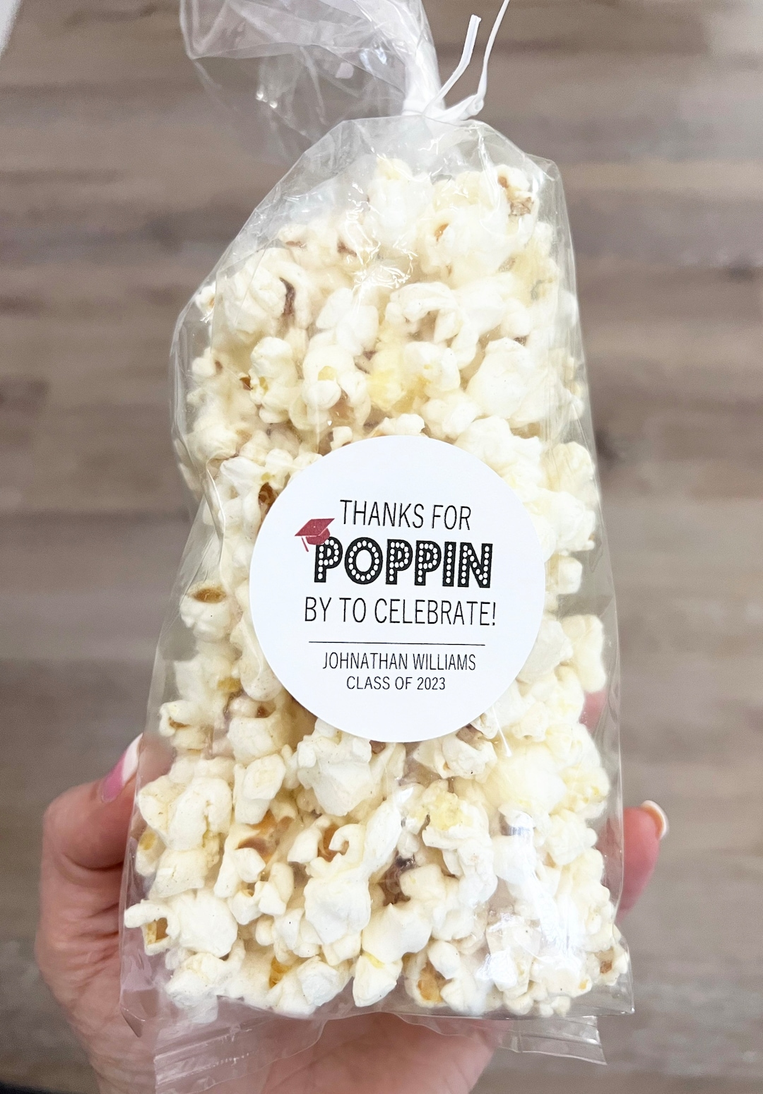 Graduation Popcorn Favor Bags & Stickers – Thanks for Poppin' by ...