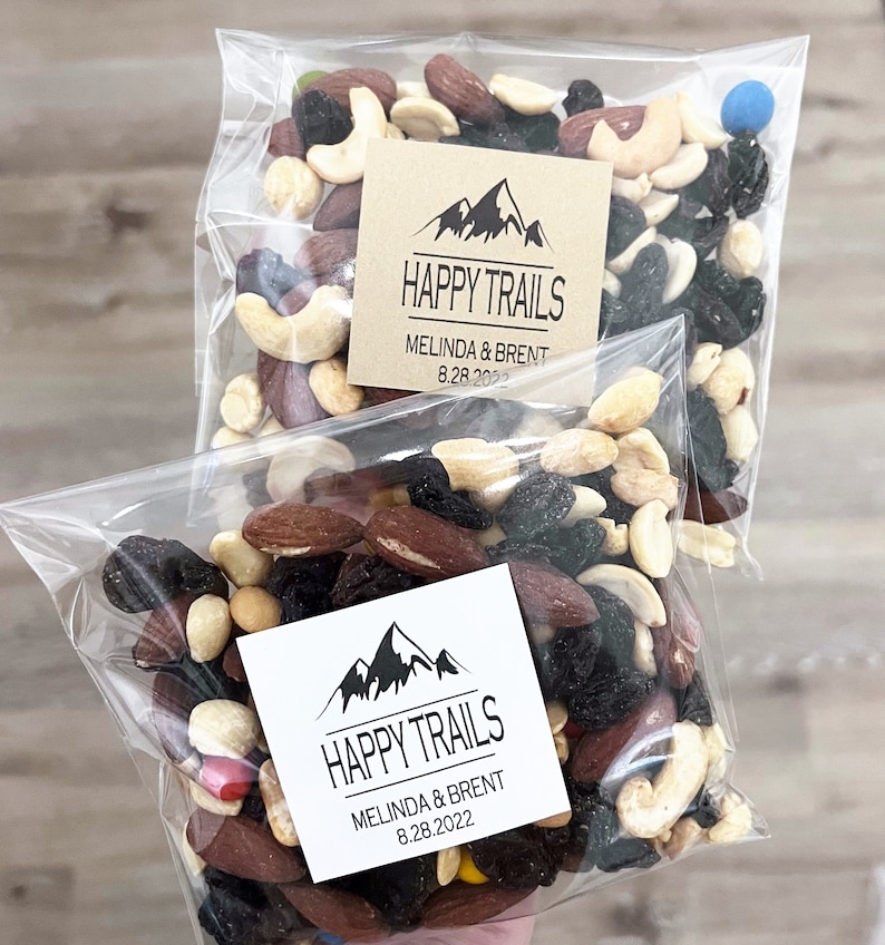 Happy Trails Favor Bags, Trail Mix Labels, Trail Mix Bags, Trail Mix ...