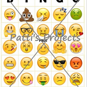 Emoji Inspired Bingo Game Digital Download - 30 Cards - Etsy