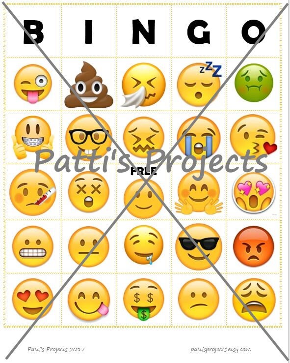Emoji Inspired Bingo Game Digital Download - 30 Cards - Etsy