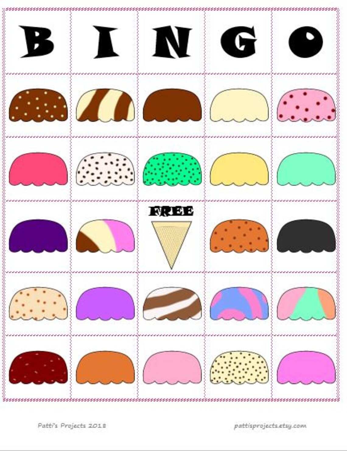 Ice Cream Bingo Game Digital Download - 30 Cards - Etsy