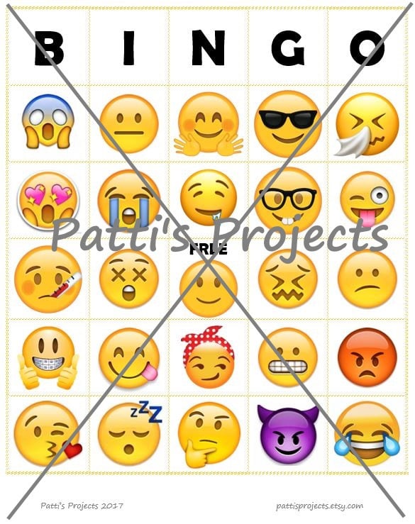 Emoji Inspired Bingo Game Digital Download - 30 Cards - Etsy