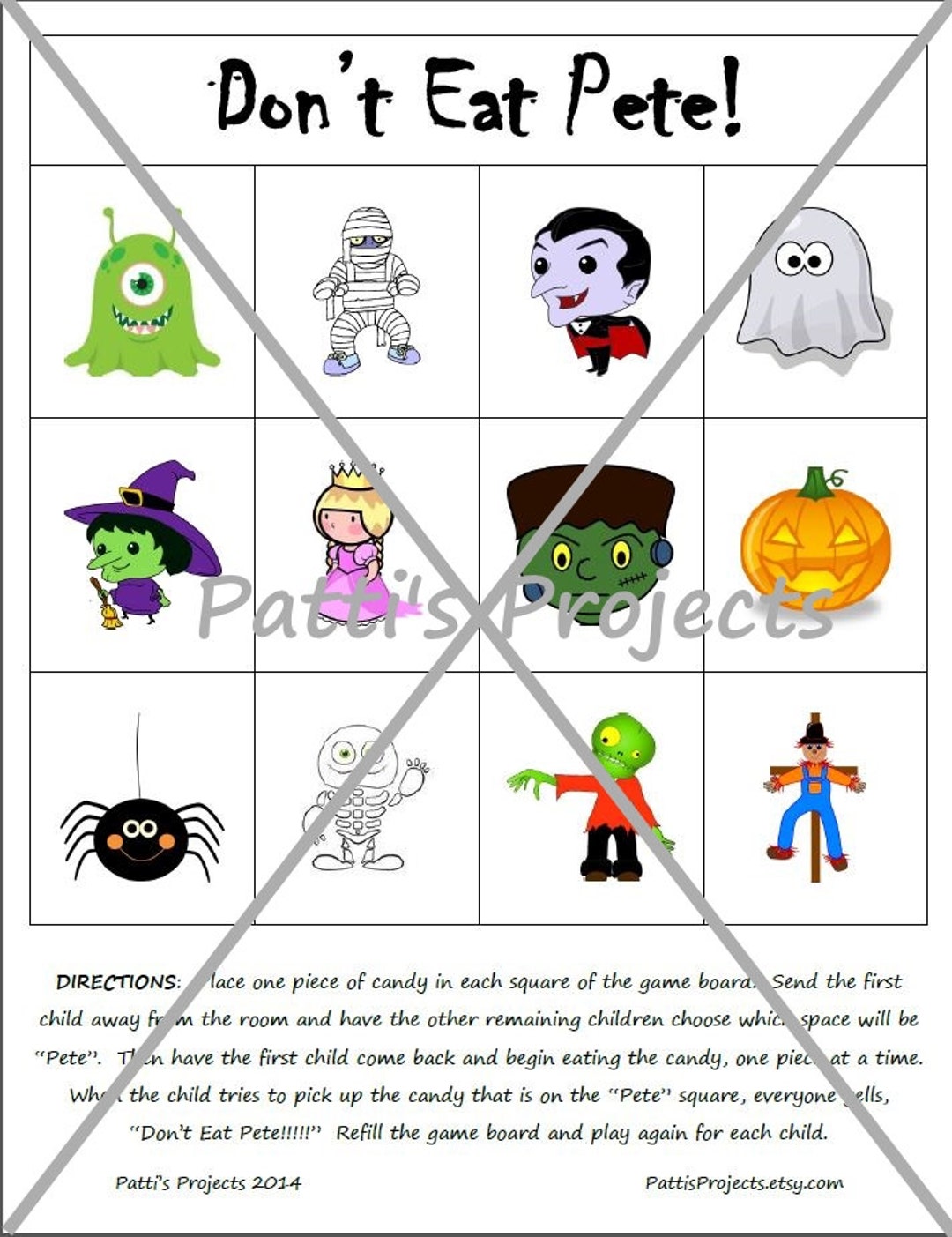 Don't Eat Pete Game Digital Download Halloween Version - Etsy