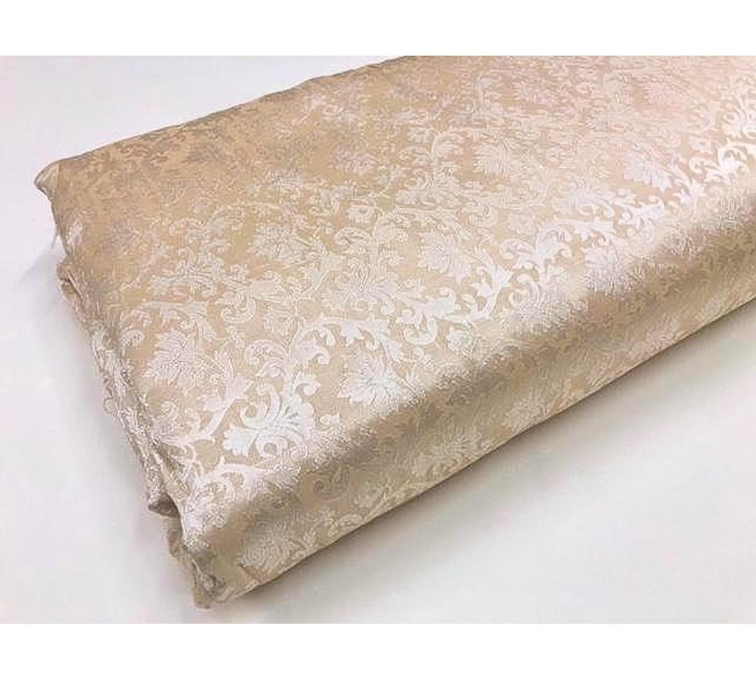 Brocade Fabric Beige Jacquard Damask Fabric Wedding Bridal Dress ...