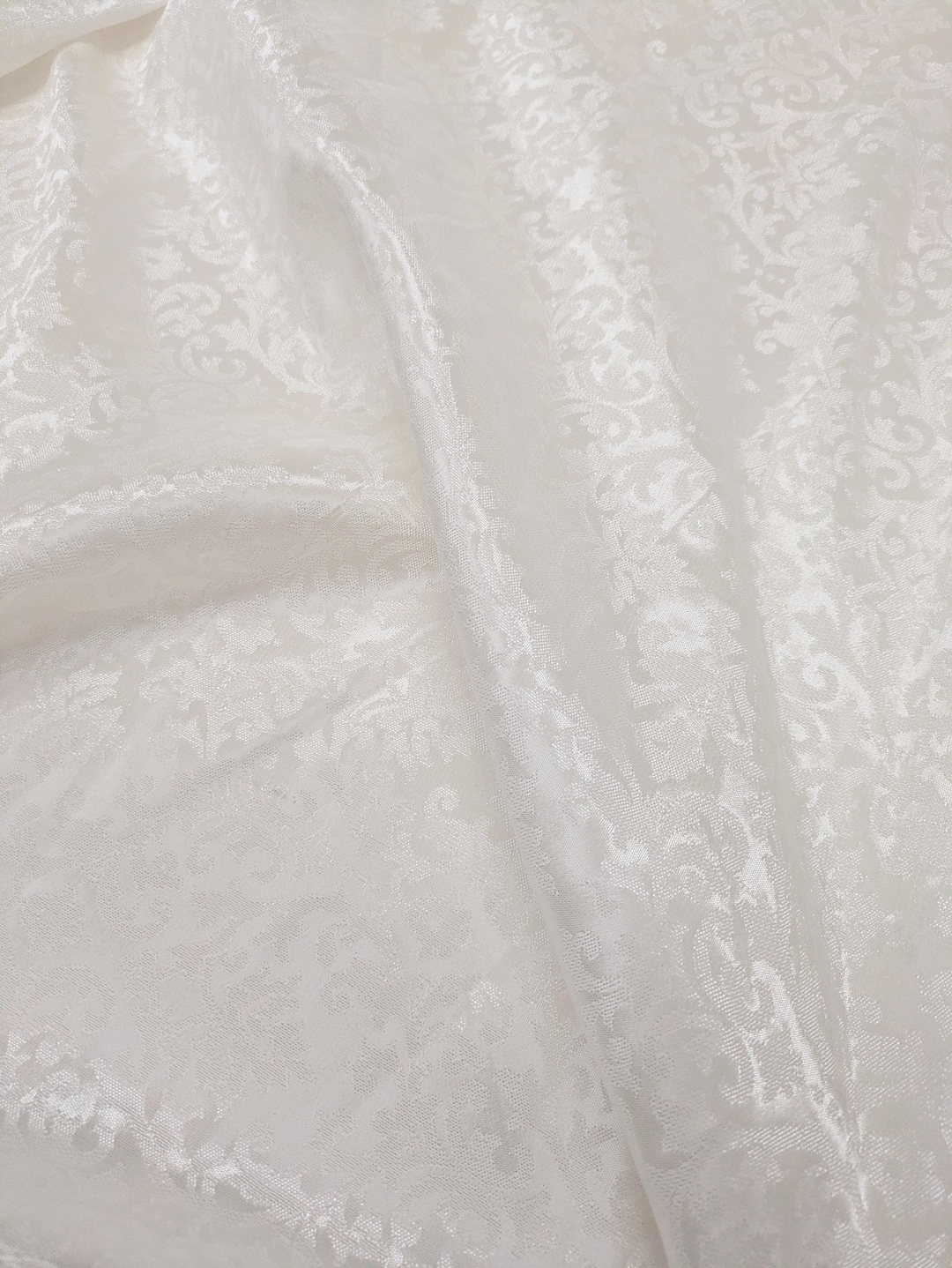 Banarasi Brocade off White Damask Fabric Jacquard Wedding Dress ...