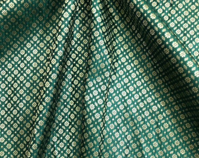 Green and Gold Brocade Fabric Damask Jacquard Brocade Elegant Brocade ...