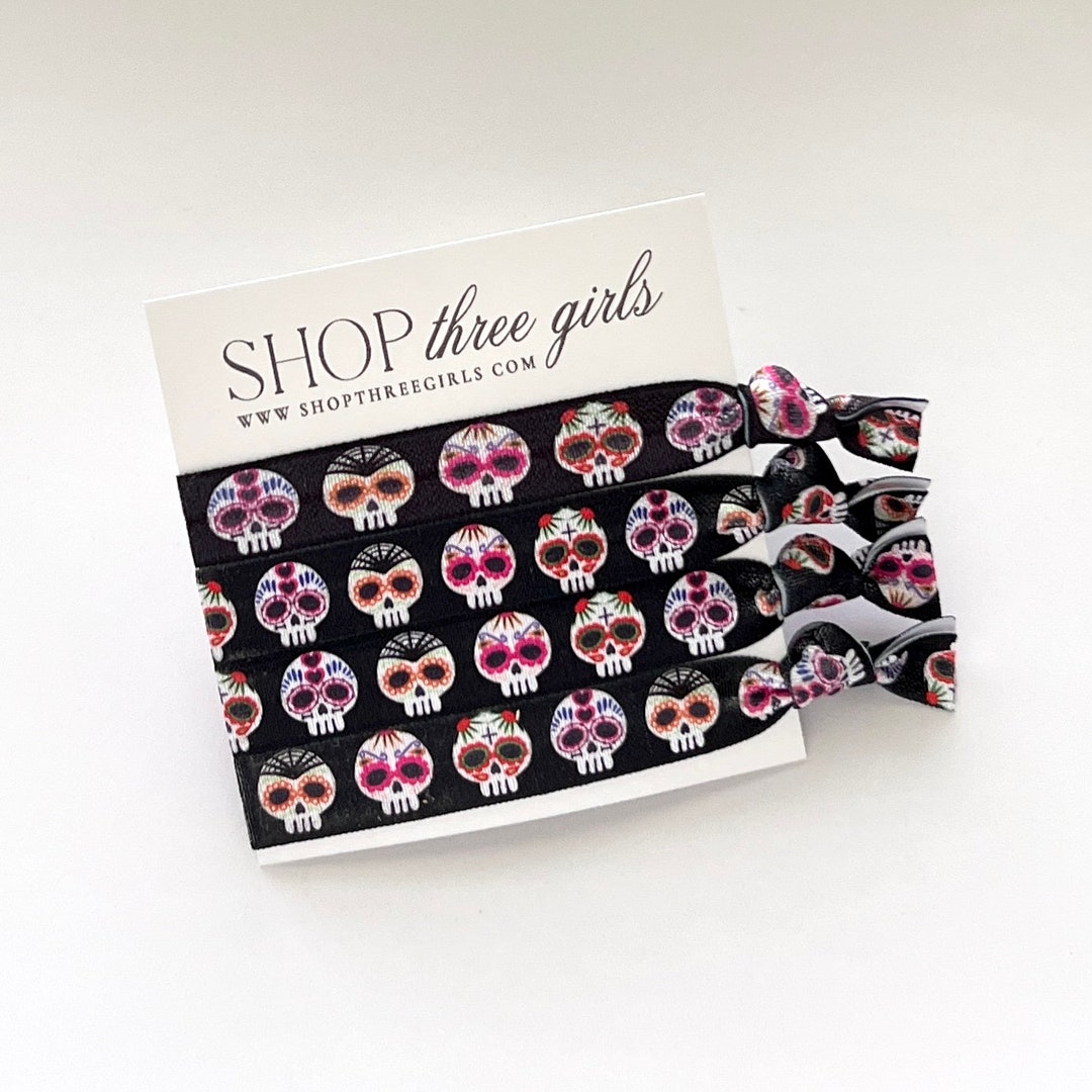 Elastic Hair Tie Set | Boho Hair Ties | Sugar Skull Hair Ties ...