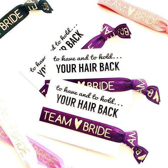 Team Bride Bachelorette Hair Tie Party Favors Squad Bach Hair | Etsy