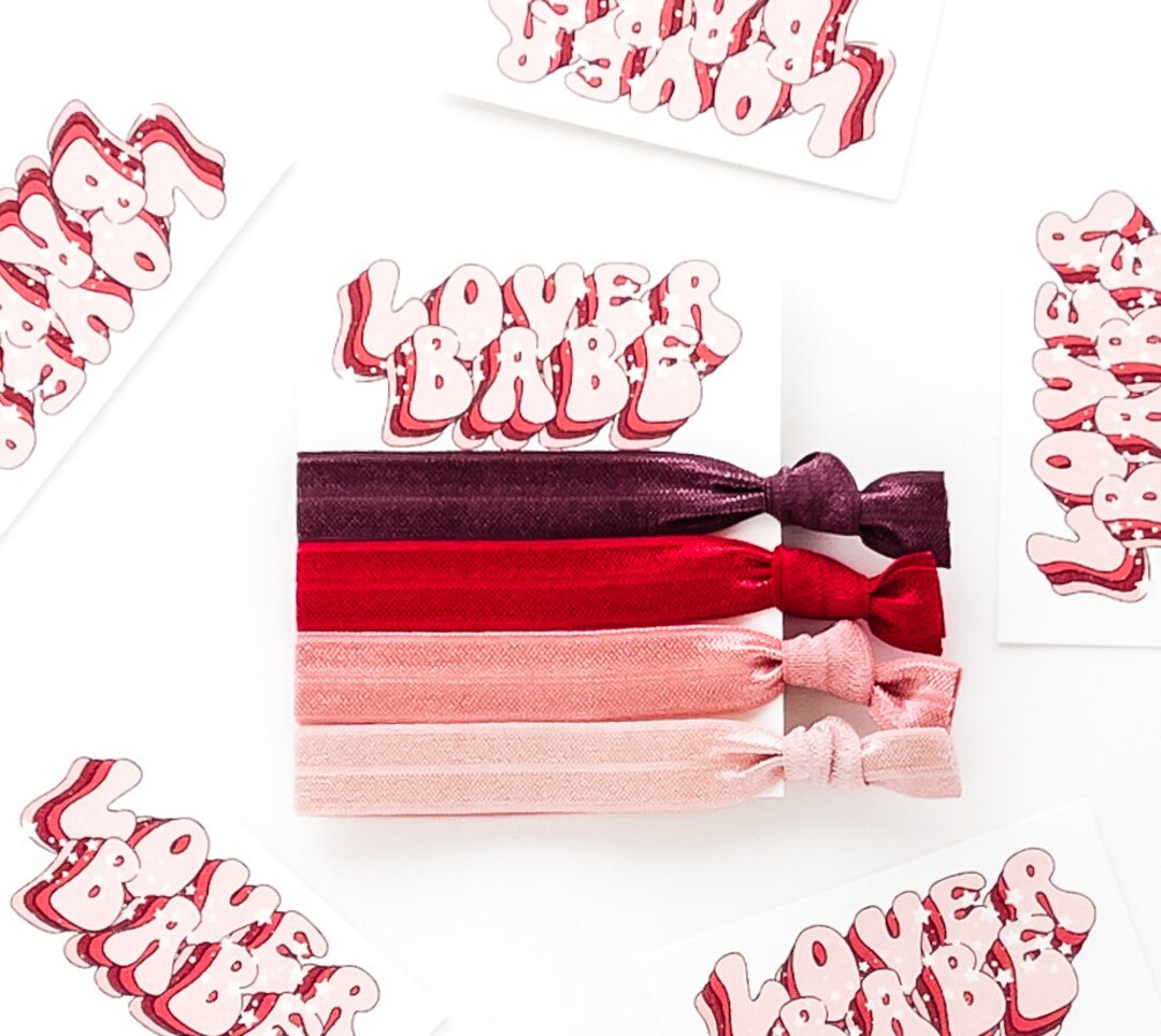 Lover Babe Valentine's Day Hair Tie Card | Galentine's Day Party Favor ...