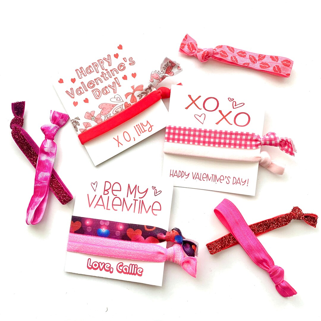 Valentine's Day Hair Tie Card | Personalized Galentine's Day Party ...