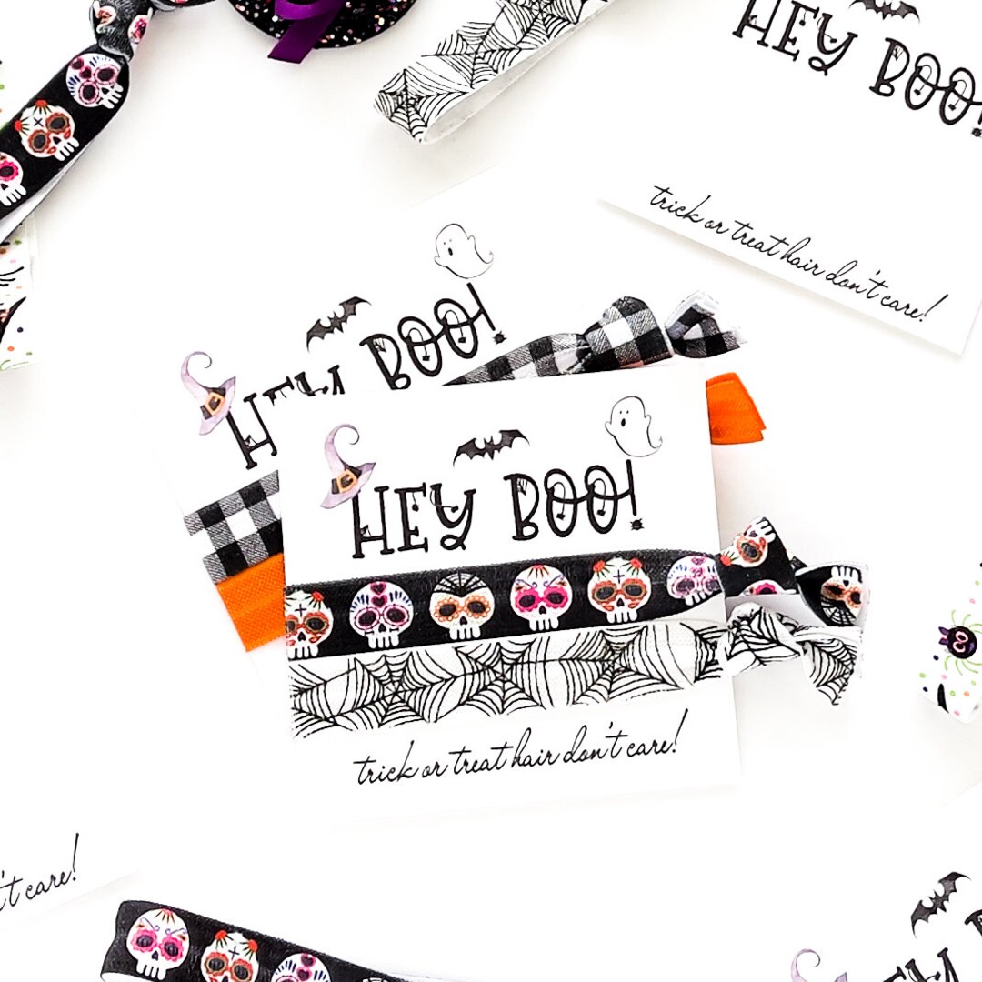 Halloween Hair Tie Favors | Hey Boo | Halloween Bachelorette | Trick or ...