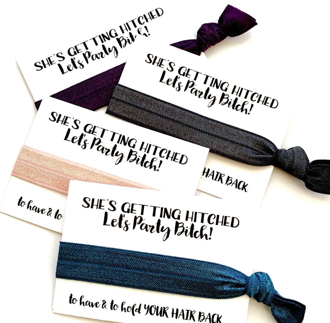 She's Getting Hitched Bachelorette Hair Tie Favors - Etsy