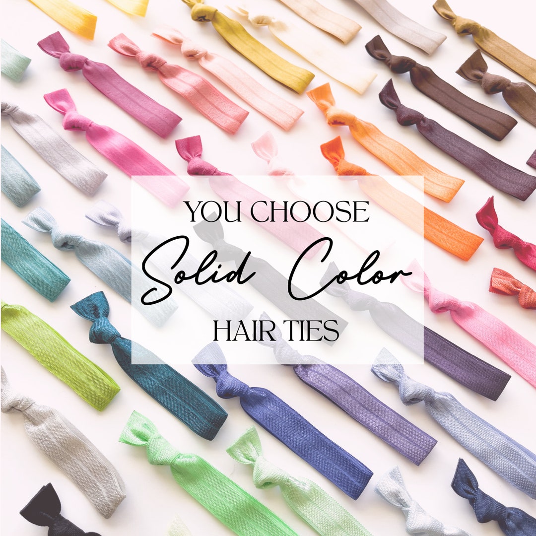Assorted Sets of Solid Color Fold Over Elastic Hand Made Hair Ties ...