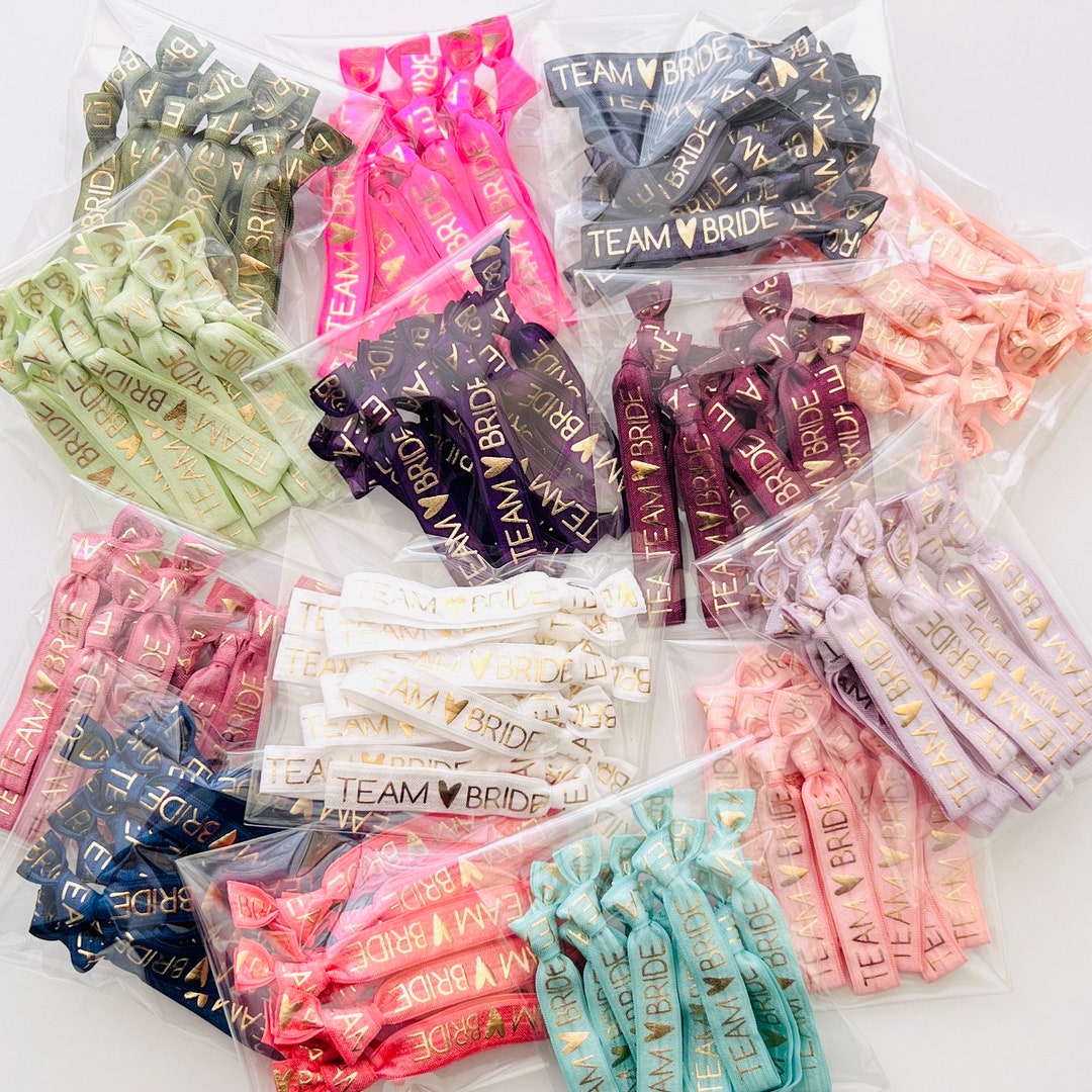 PACK OF 10 Team Bride Hair Ties Bachelorette Party Favors Bachelorette ...
