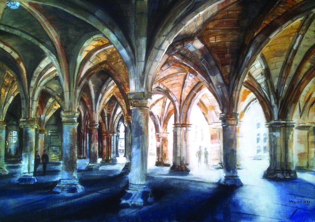 Glasgow Print Glasgow University Cloister Print Scottish Artist Glasgow ...