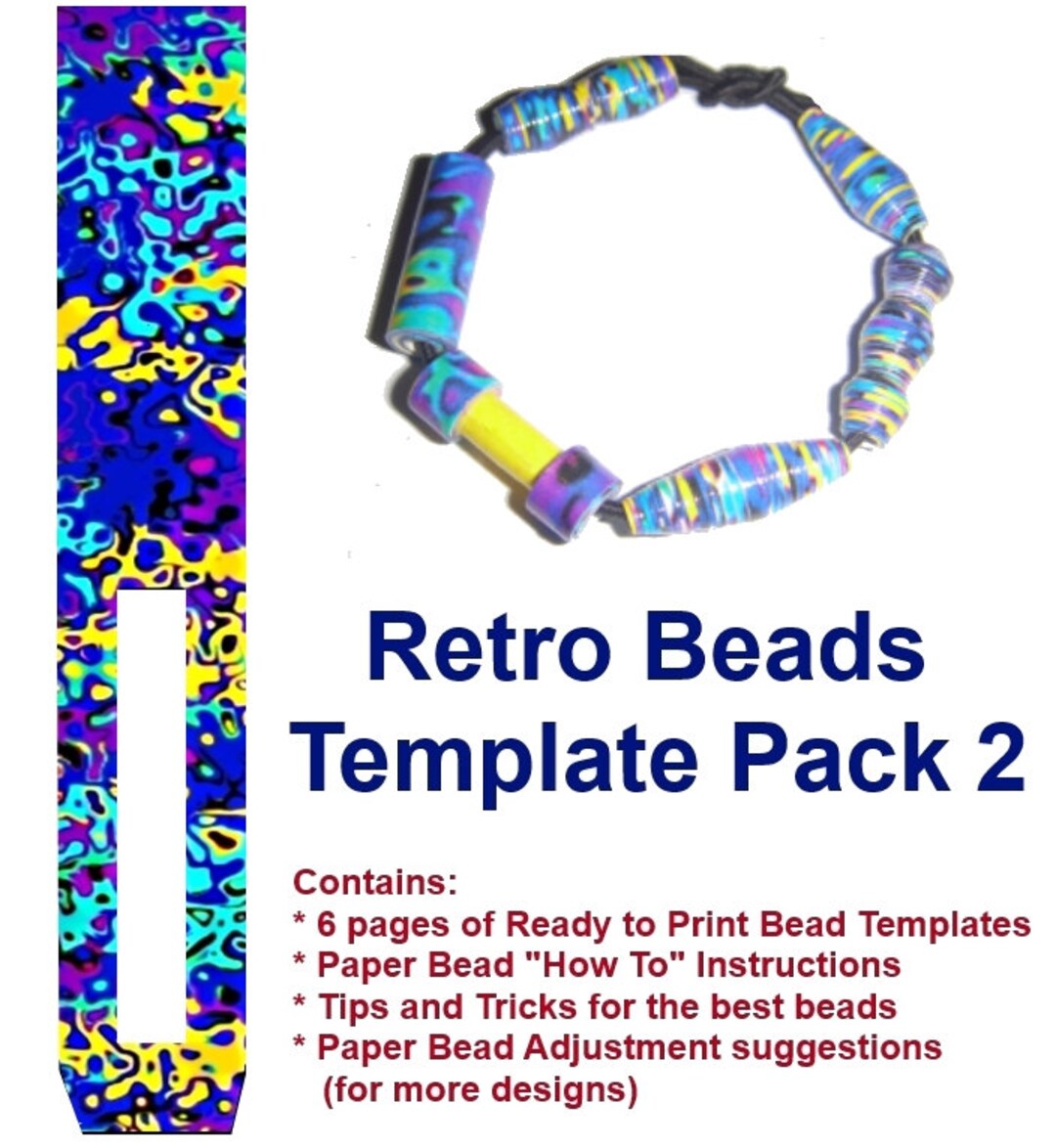Retro Blue Paper Beads DIY READY to PRINT. 6 Templates & Tips Instant ...