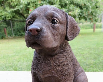 Black Lab Dog Sitting Statue Puppy Figurine / Labrador | Etsy