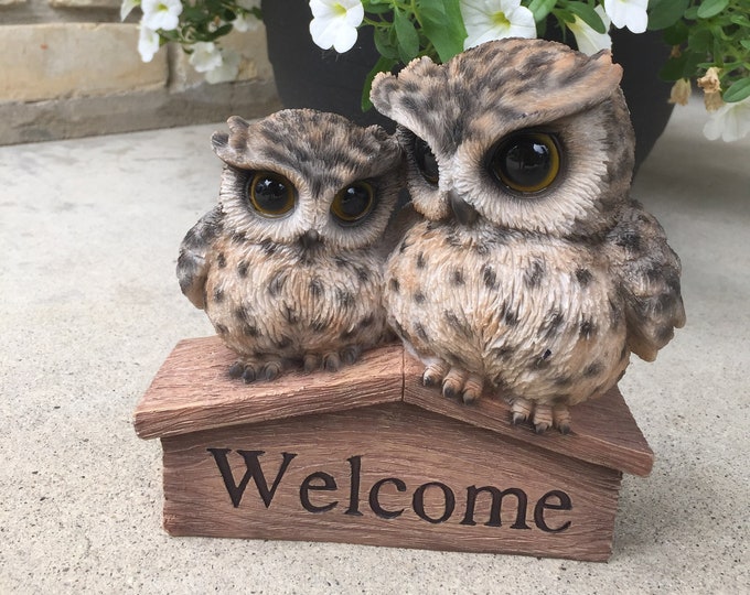 Owls Welcome Garden Home Decor Sign/ Mother Resin Yard - Etsy