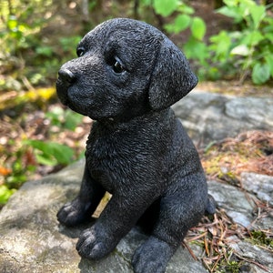 Black Lab Dog Sitting Statue Puppy Figurine / Labrador Retriever ...