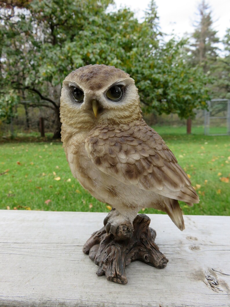 Set of 5 Owl Figurines on Tree Stump /home Garden Decoration | Etsy