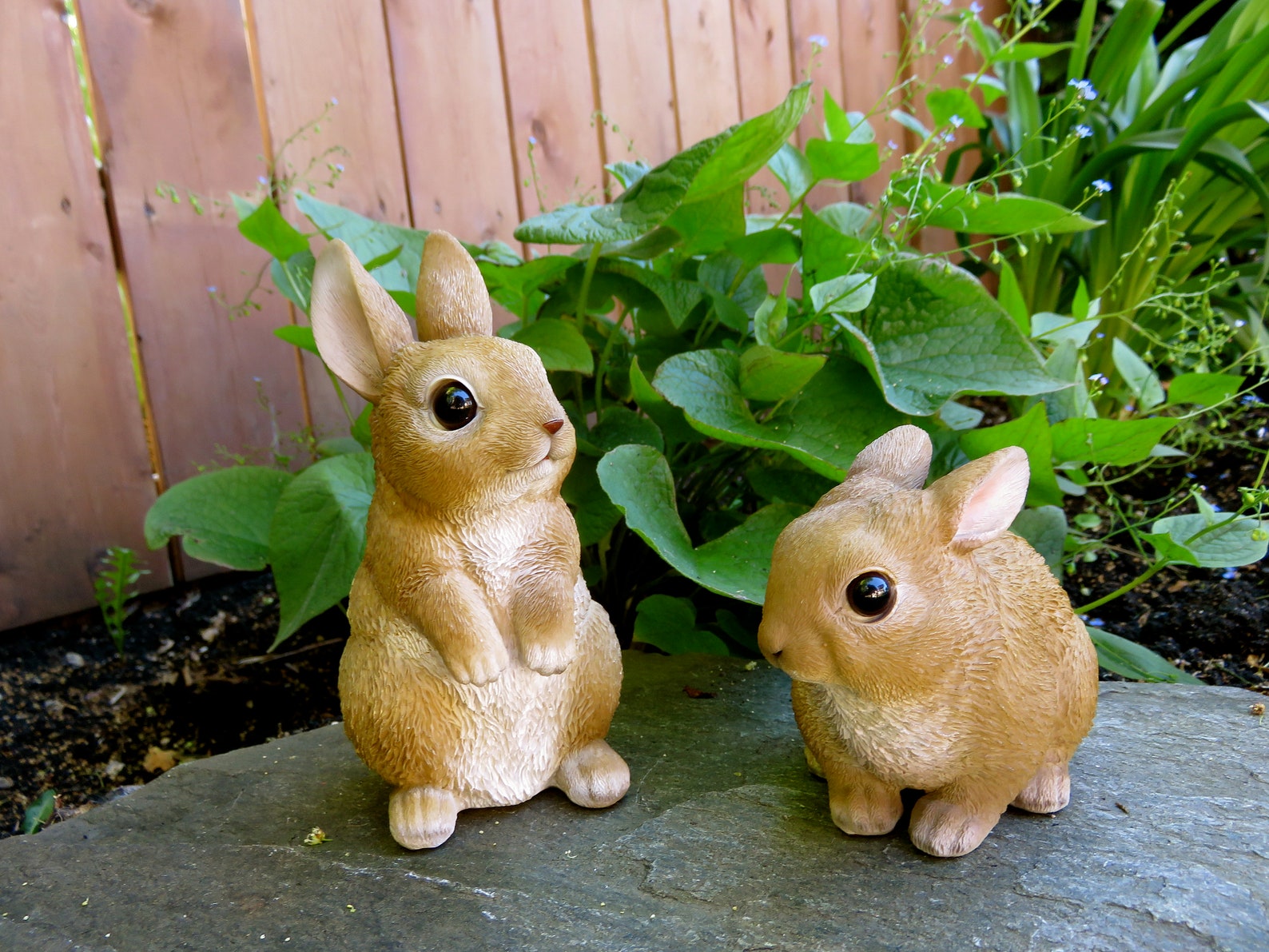 Rabbit Bunny Set of Two Small Bunnies Figurine Standing and | Etsy