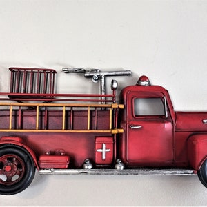Red Metal Firetruck Metal Wall Sign Fire Engine Fireman - Etsy