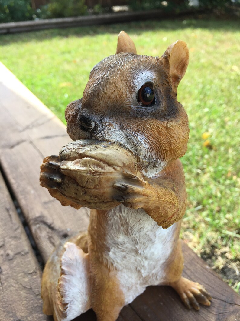 Chipmunk Standing With Nut Figurine Garden Statue Resin Yard - Etsy Canada