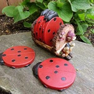 Pixie Garden Ladybug Coasters , Set of Six, Patio Table, Sunroom Party ...