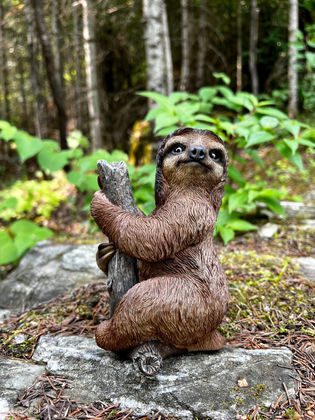Sloth Figurine on Tree Branch/ 6.5 in H Statue Lawn Fountain Figurine ...