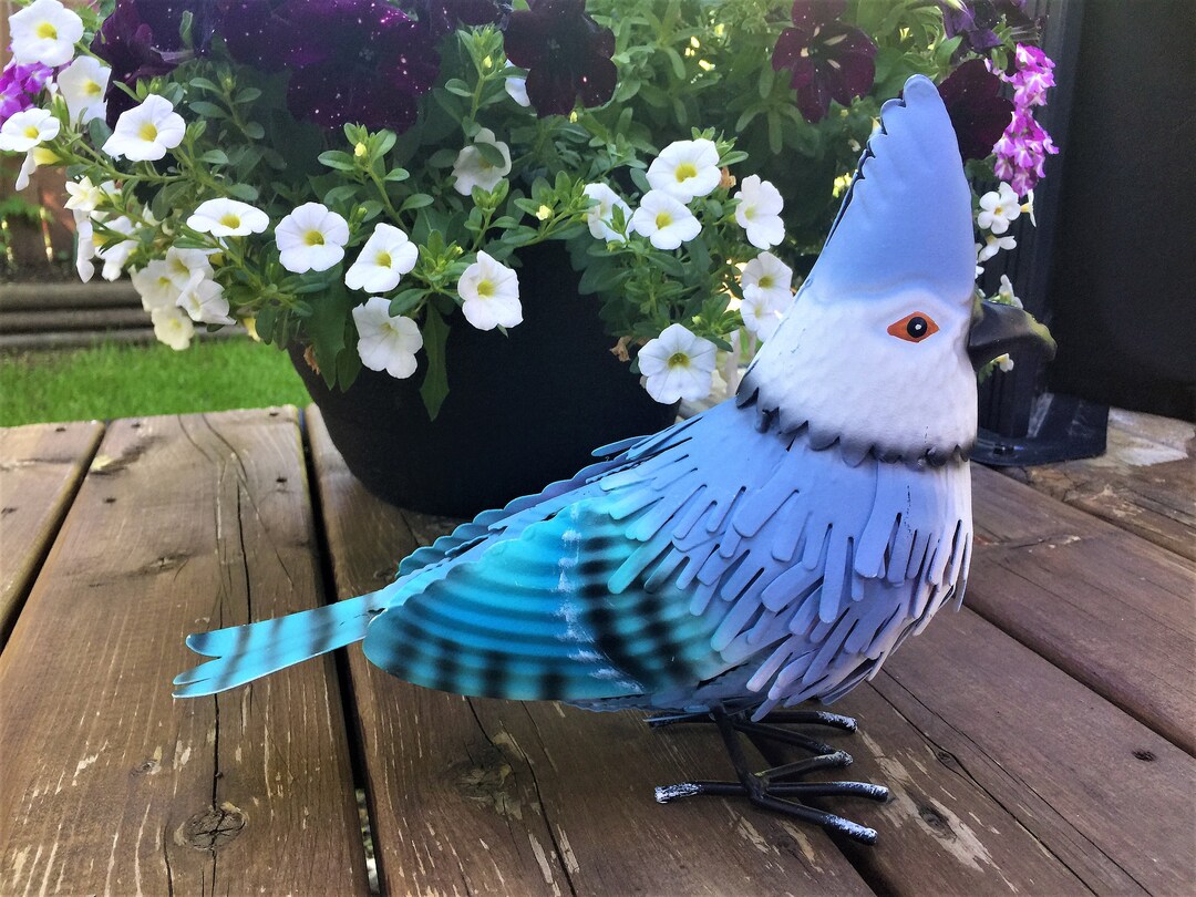 Blue Jay Metal Bird Figurine Garden Statue Yard Ornament Lawn - Etsy