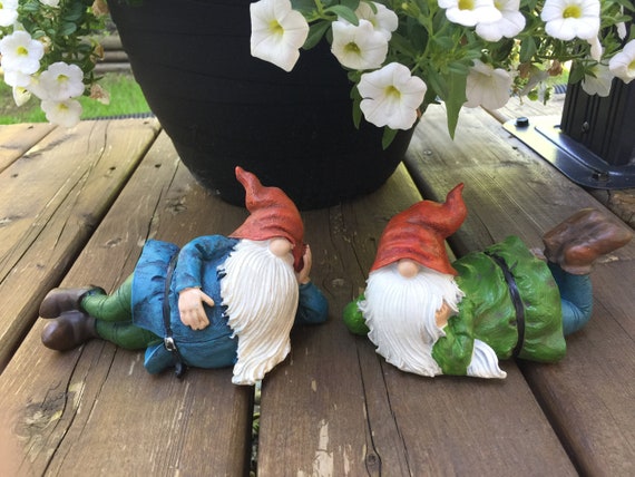 Lying Down Relaxing Gnomes Yard Garden Ornaments Figurines - Etsy