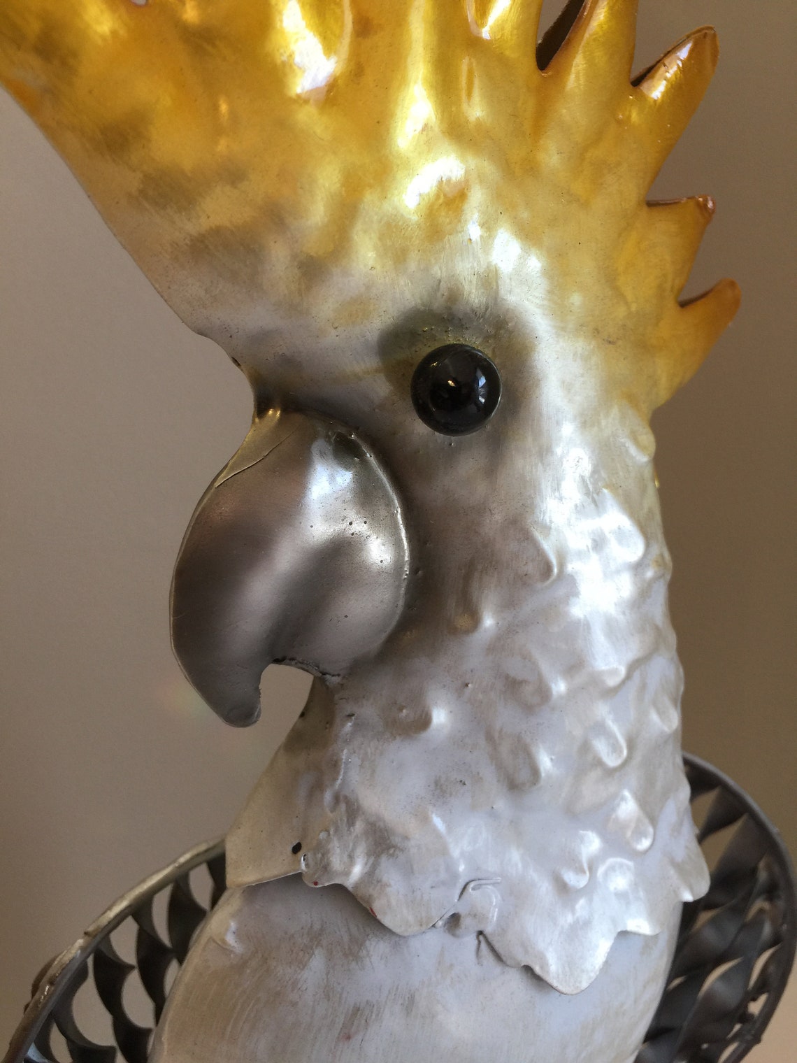 Cockatoo Metal Bird Figurine Sitting on Branch Statues Birds - Etsy