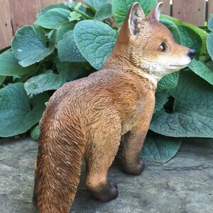 Red Fox Figurine Standing Statue Resin Yard Ornament Lawn Decor Garden ...