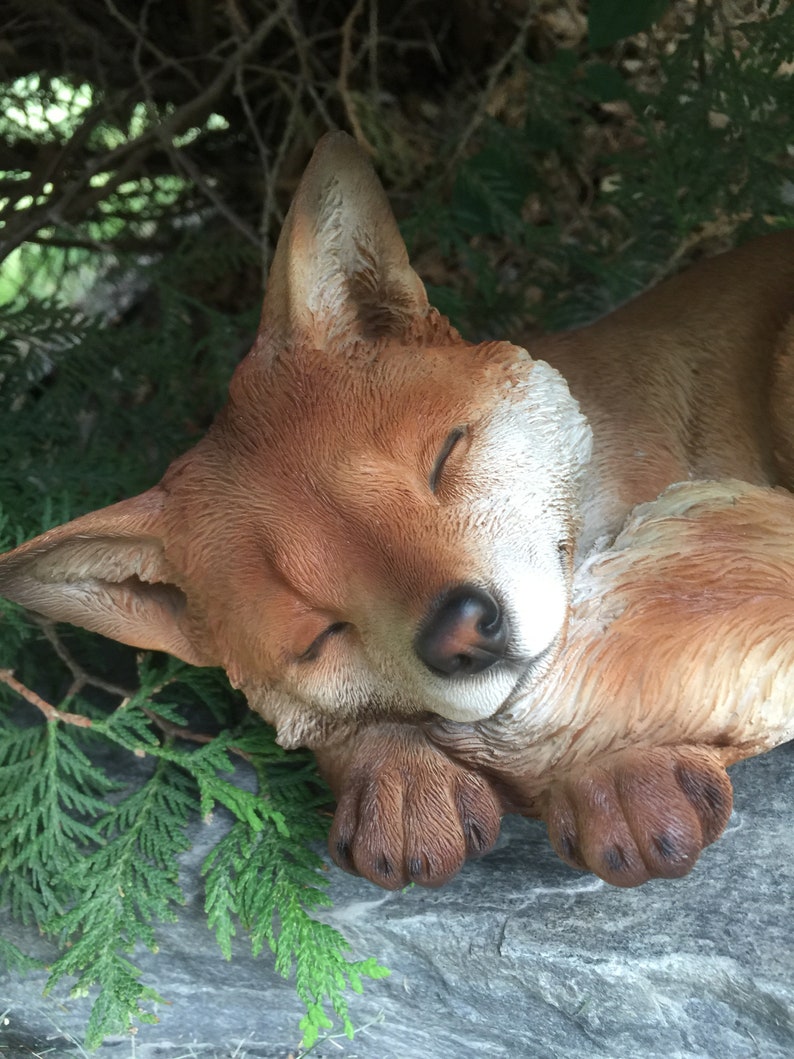 Red Fox Figurine Napping Statue Resin Yard Ornament Lawn Decor - Etsy
