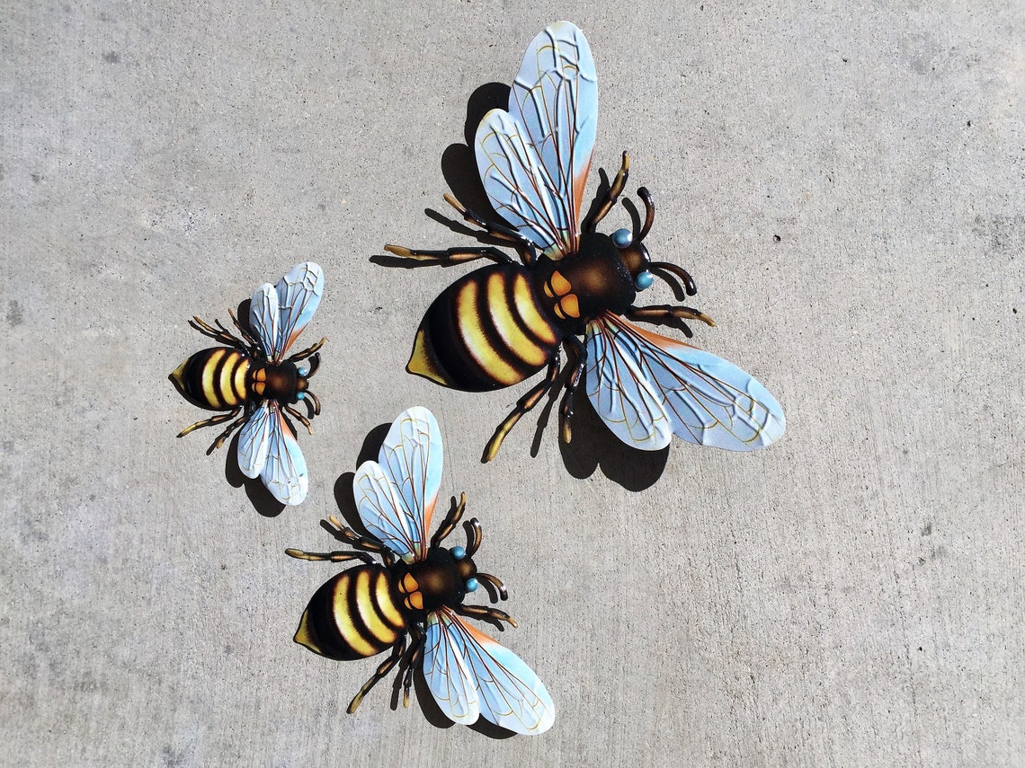 Metal Honey Bee Set of 3 Wall Plaques Signs Home Garden Decor - Etsy