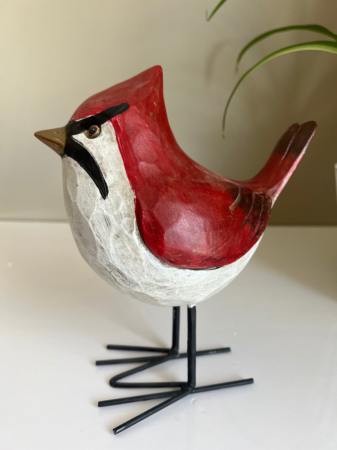 Red Cardinal Metal Legs / Folk Art Statue/ Resin Bird / Bird - Etsy